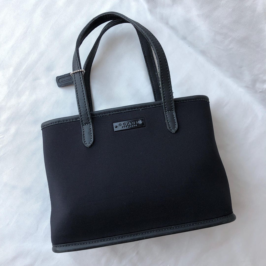 Vintage Coach 6237 Mini Tote Bag Black Neoprene W Leather Trim Made in ...