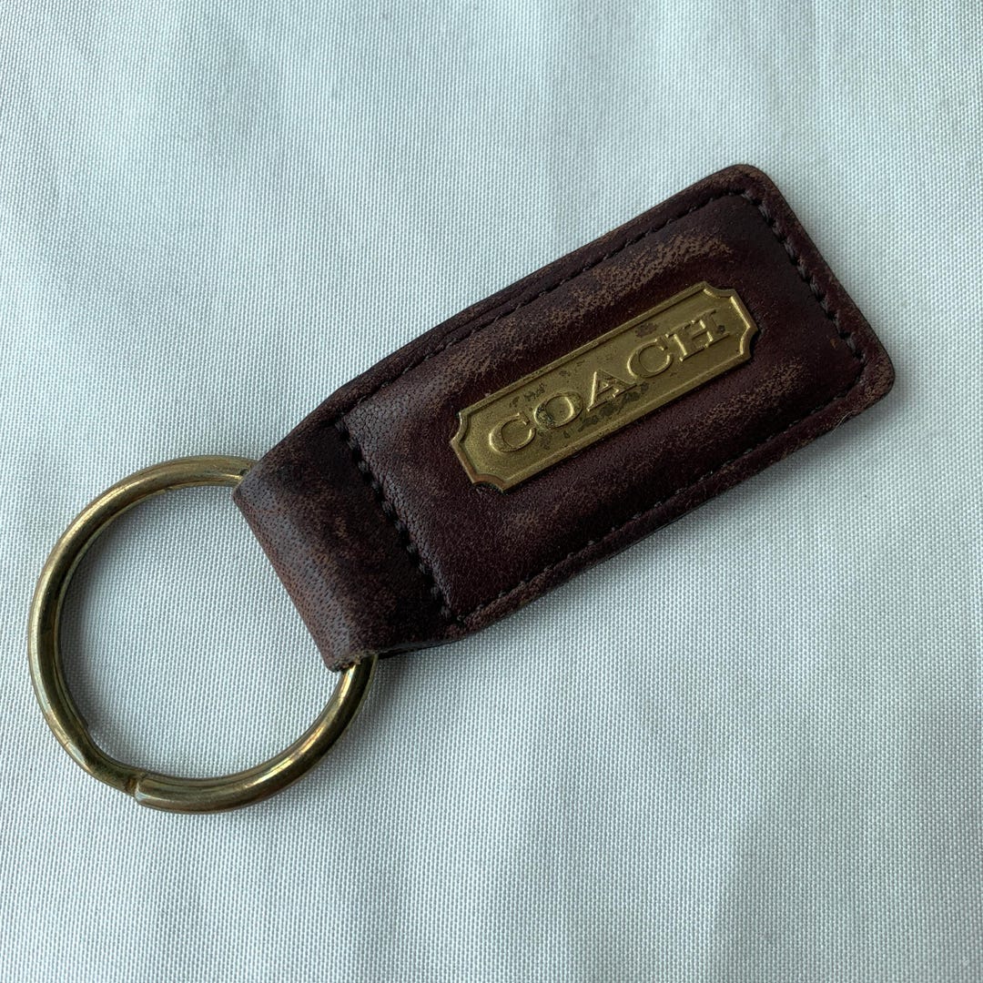 Vintage Coach Brown Leather Key Chain Fob Hang Tag Shaped Bag Charm - Etsy