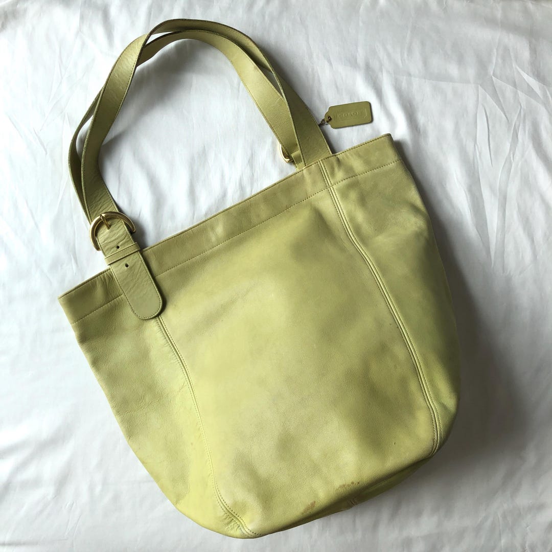 Vintage Coach Soho 4082 Lime Green Leather XL Tote Made in USA 1996 - Etsy