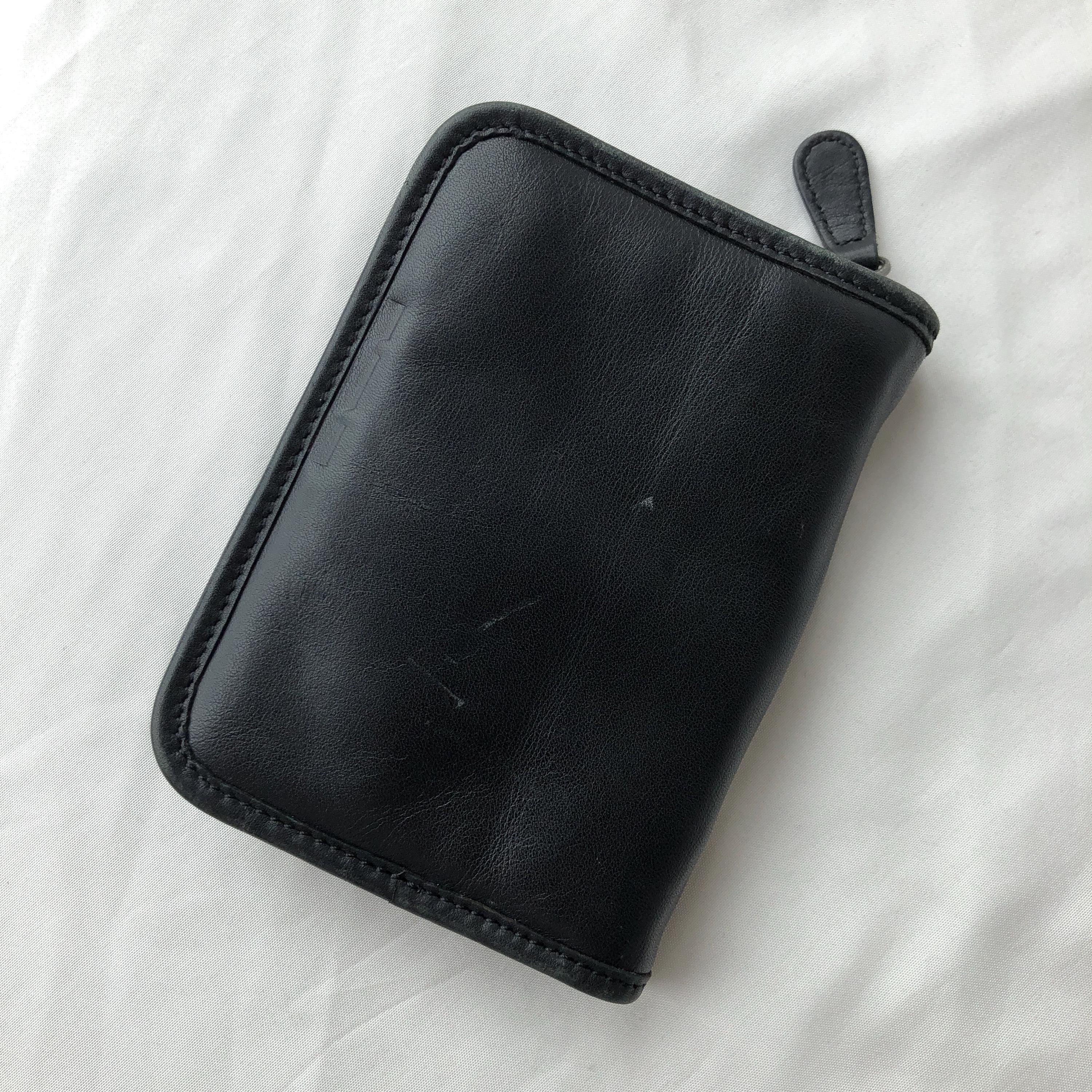Vintage Coach Small Black Leather Zip Around Planner Clutch Wallet ...