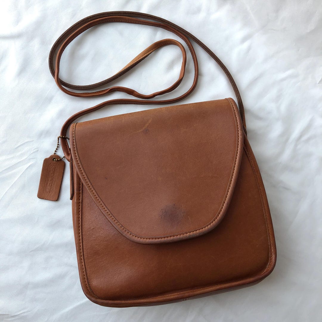 Vintage Coach Lindsay 9888 British Tan Leather Crossbody Shoulder Bag ...