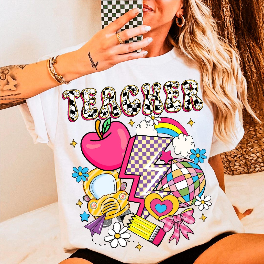 Retro Teacher Png, Preppy Teacher Png, Back to School Png, First Day of ...