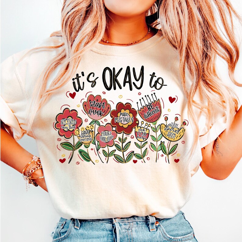 It's Okay to Boho Floral Png, Mental Health Png, Flowers Png ...