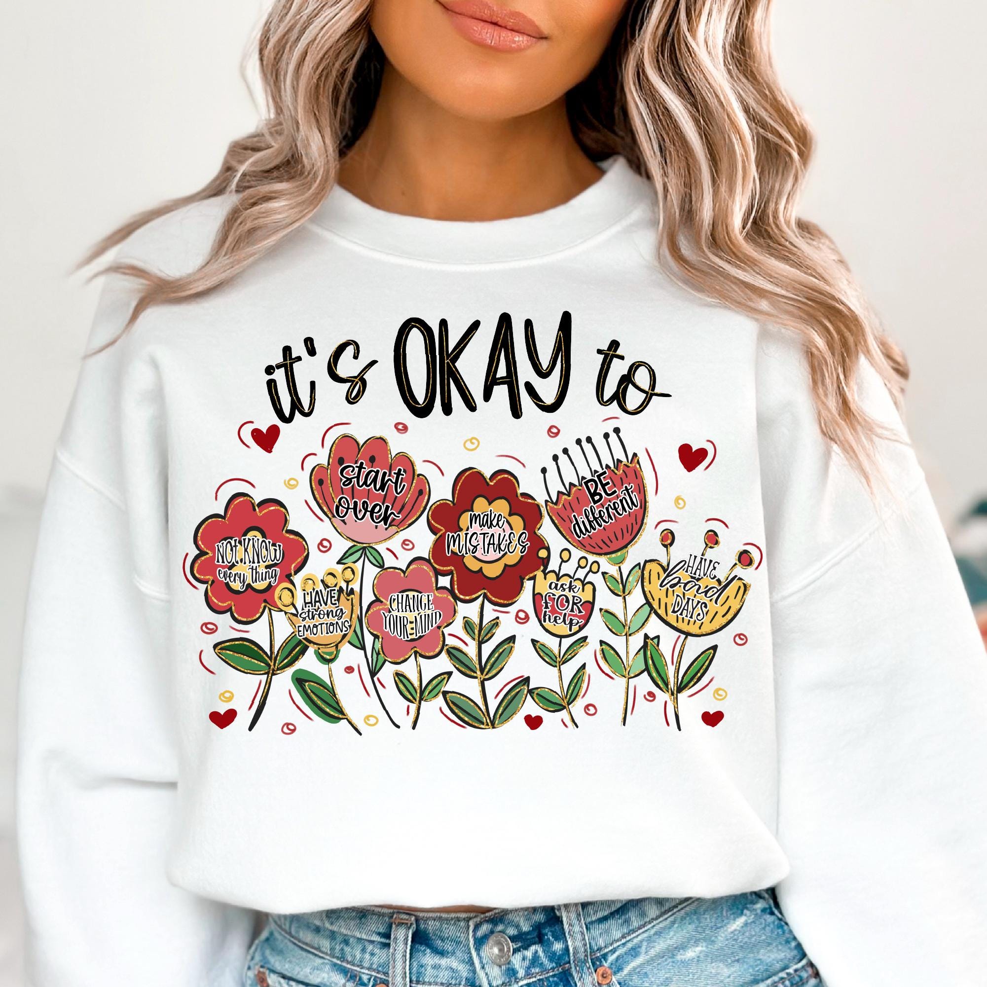 It's Okay to Boho Floral Png, Mental Health Png, Flowers Png ...