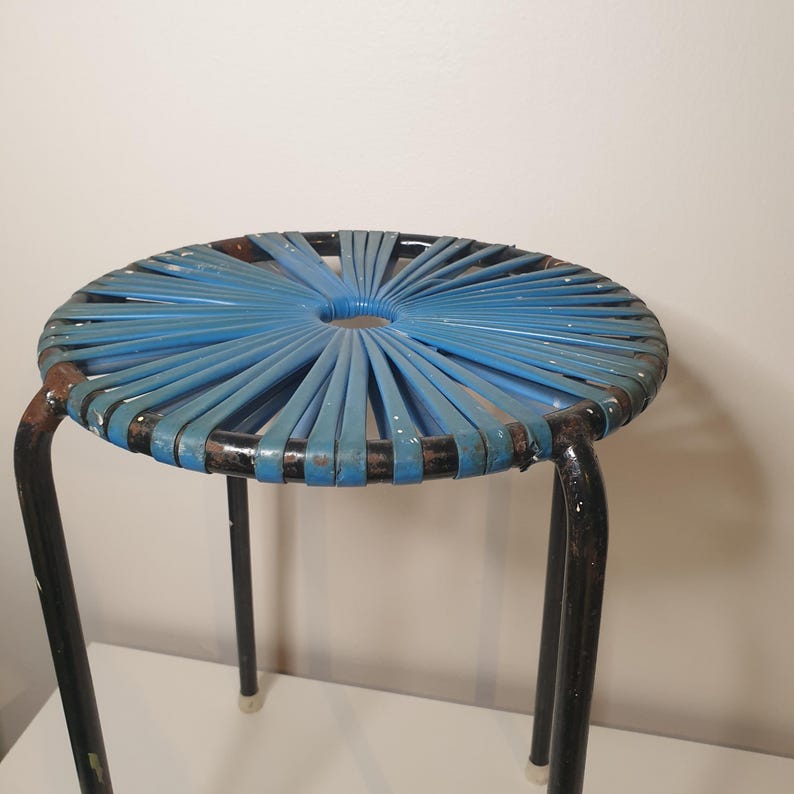 Vintage Industrial Style Stools With Plastic Band Seats - Etsy