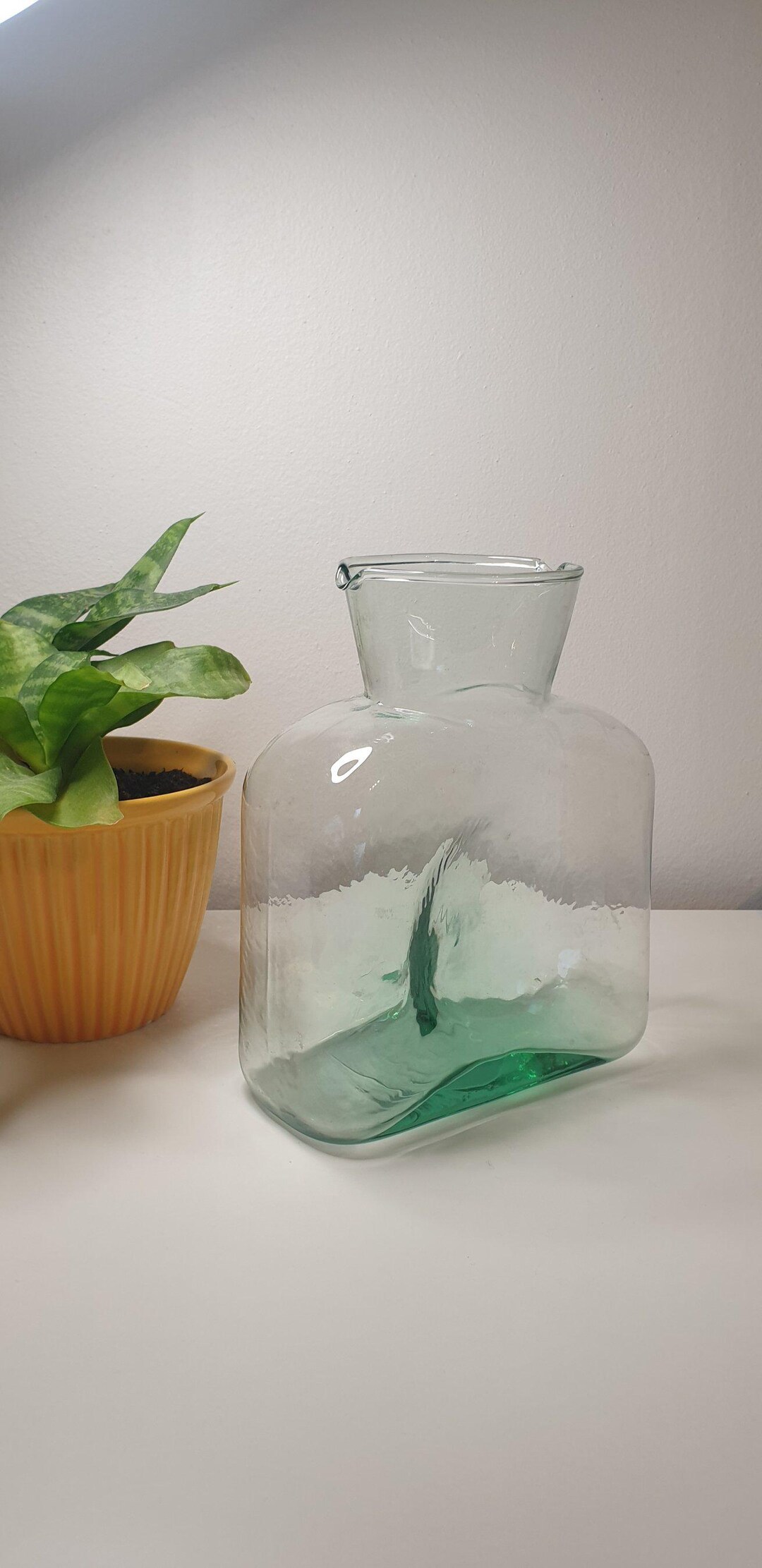 Blenko 384 Water Bottle Decanter Carafe in Green Art Glass Made in USA ...
