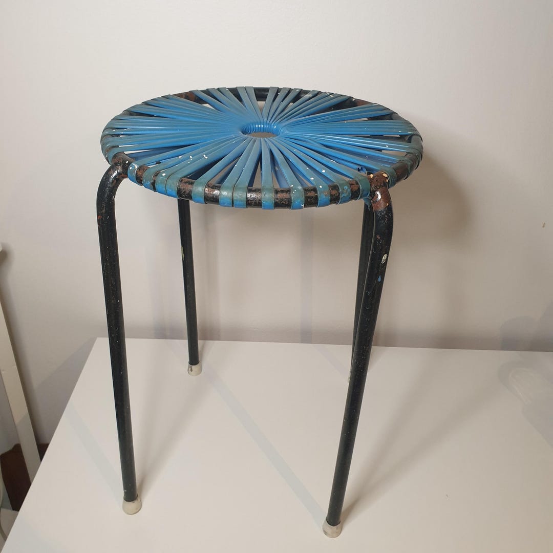 Vintage Industrial Style Stools With Plastic Band Seats - Etsy