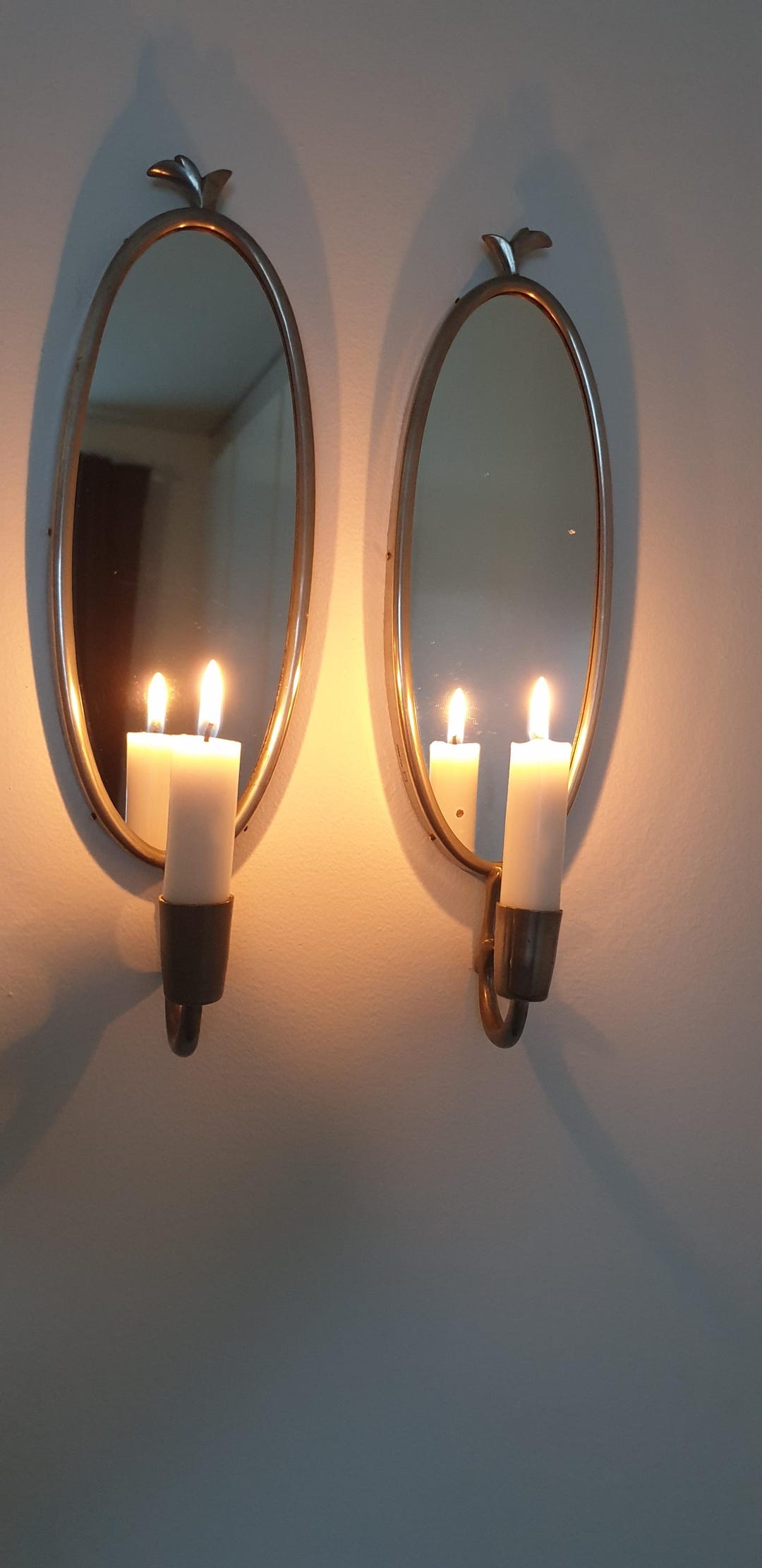 Antique Pewter Wall Candle Sconces With Mirrors, From 1932 Svenskt Tenn ...