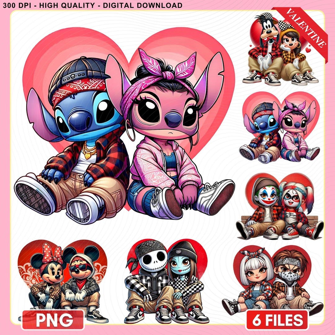 6 Chicano Valentine Chola Couple Png Bundle, Pink Chicana Valentine ...