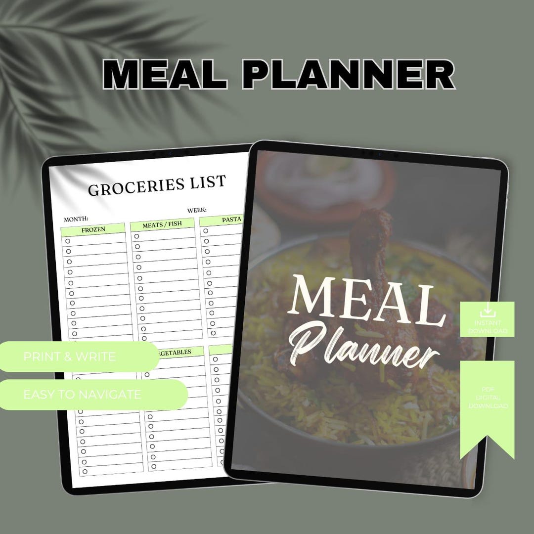 Digital Meal Planner Recipe Journal Family Meal Planner Weight Loss ...