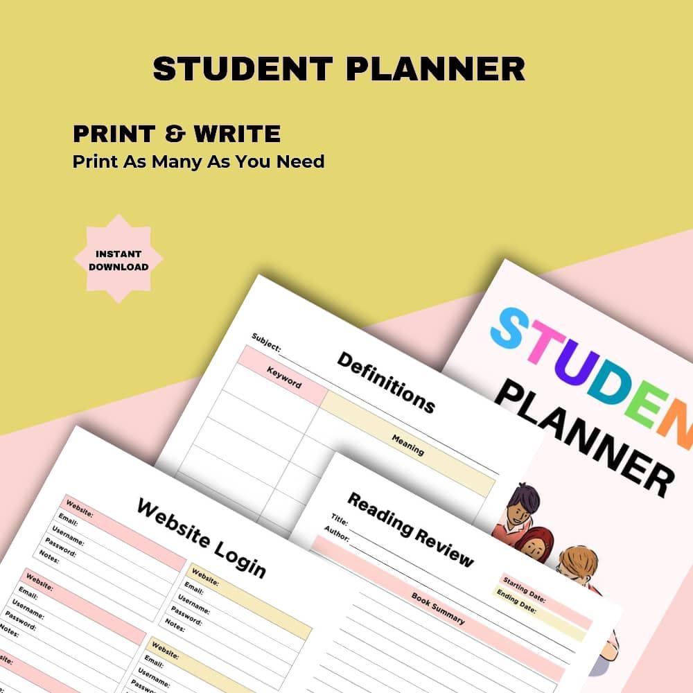 Student Planner Printable Planner Academic Planners Semester Planner ...