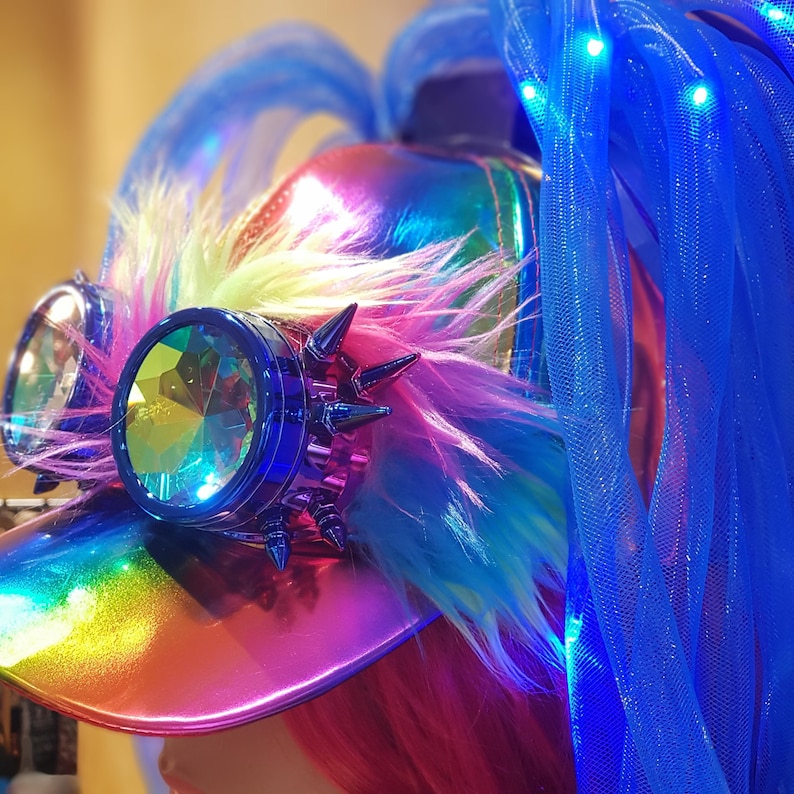 Rainbow Rave Cap With LED Tubes & Kaleidoscope Glasses – Light-up ...