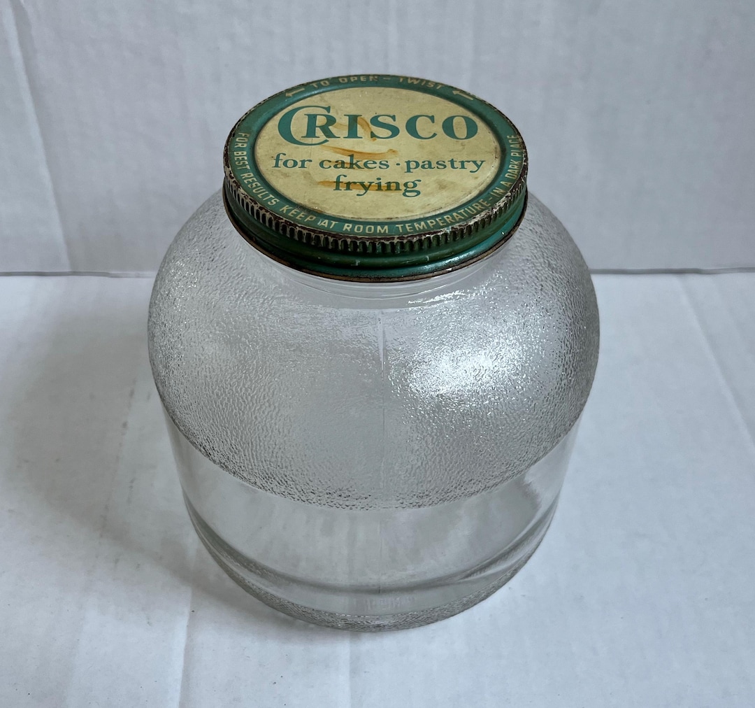 Vintage Old CRISCO Glass Jar Metal Screw Top Lid AHK #13 Alexander H ...