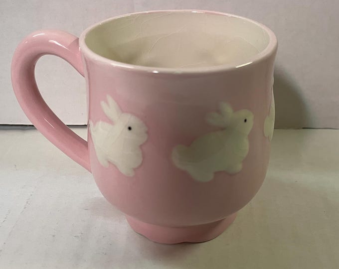 Vintage Global Design Collections Pink Bunny Coffee Mug - Etsy
