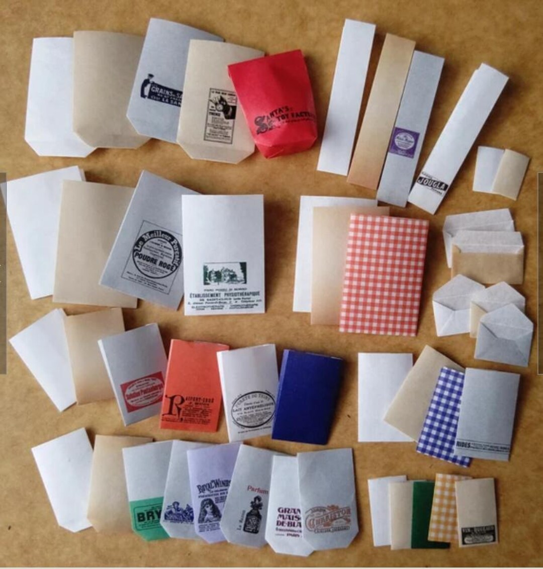 Miniature Paper Bag Kit – 1/12 Scale DIY Paper Craft Kit, Dollhouse ...
