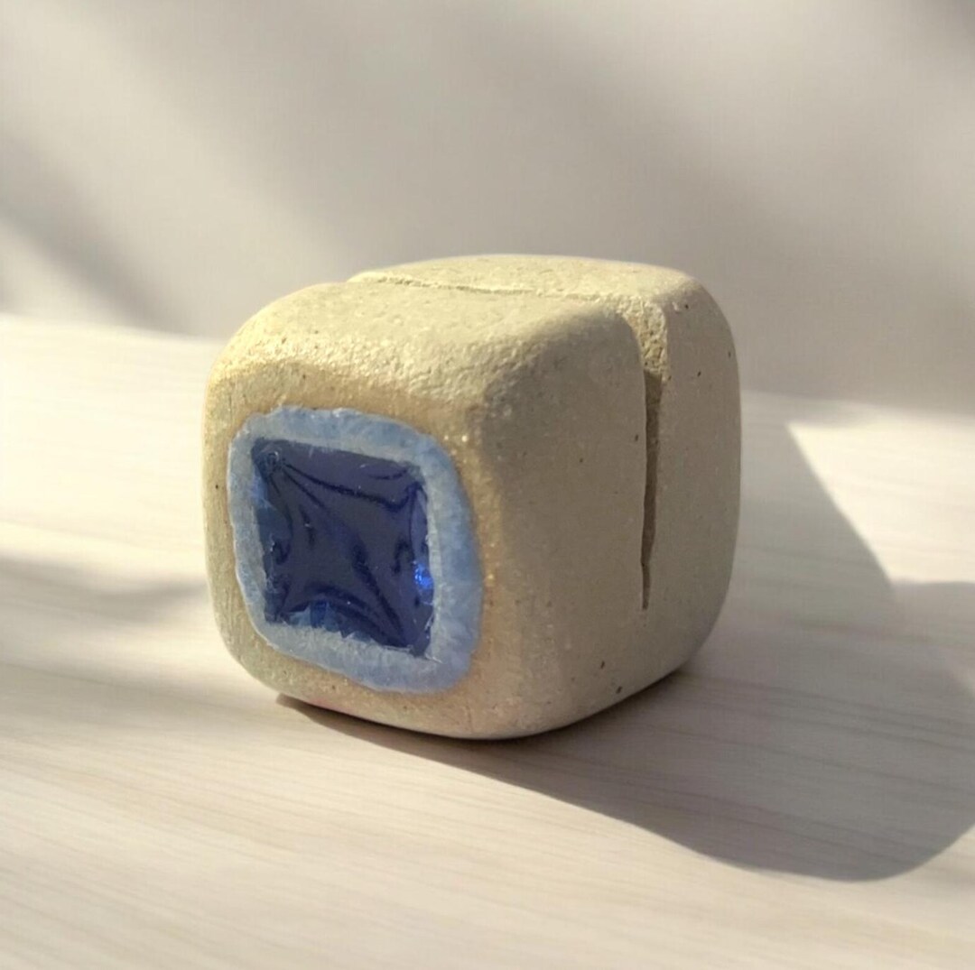 Japanese Mashiko Pottery Glass Card Holder – Handmade Ceramic Desk ...
