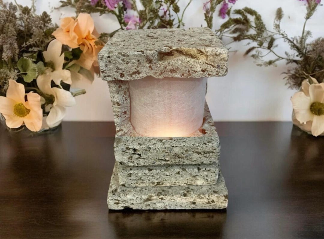 Japanese Oya Stone Lamp Shade – Washi Paper LED Light – Natural Healing ...