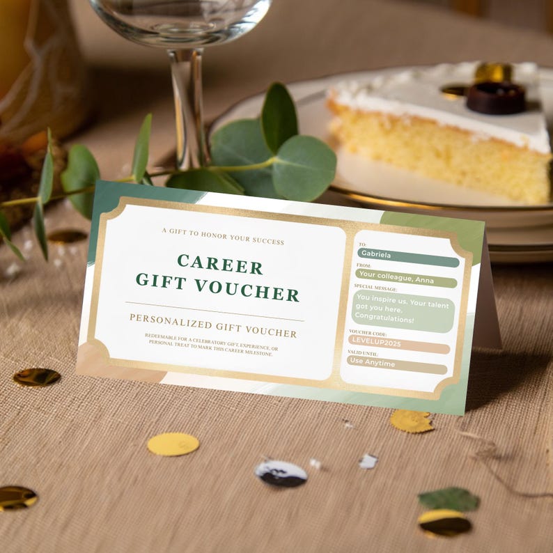 Job Promotion Gift Voucher: Printable Congrats Card (PDF & JPG Digital ...