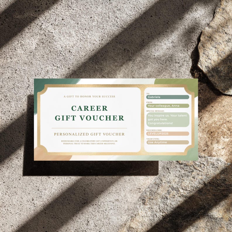 Job Promotion Gift Voucher: Printable Congrats Card (PDF & JPG Digital ...