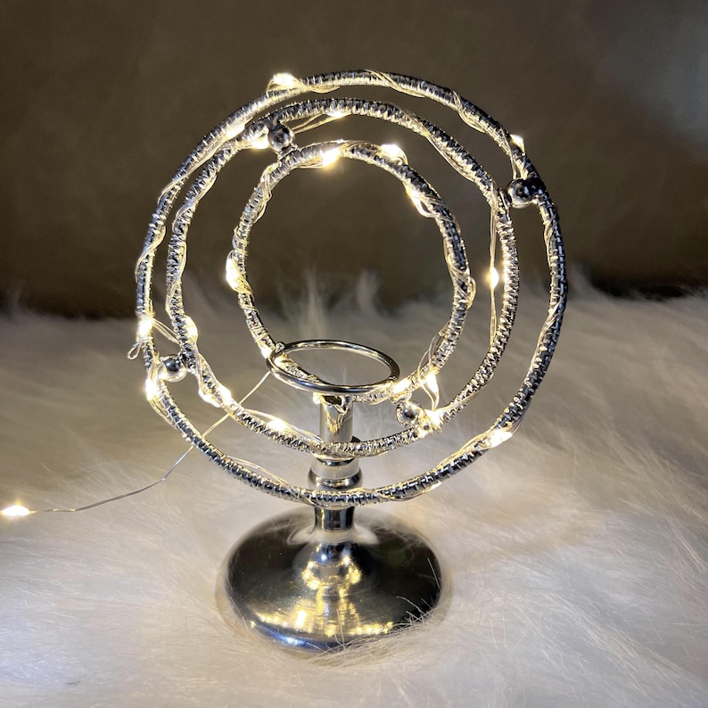 LED Spinning Silver Armillary Sphere Holder Fairy Light: Celestial ...