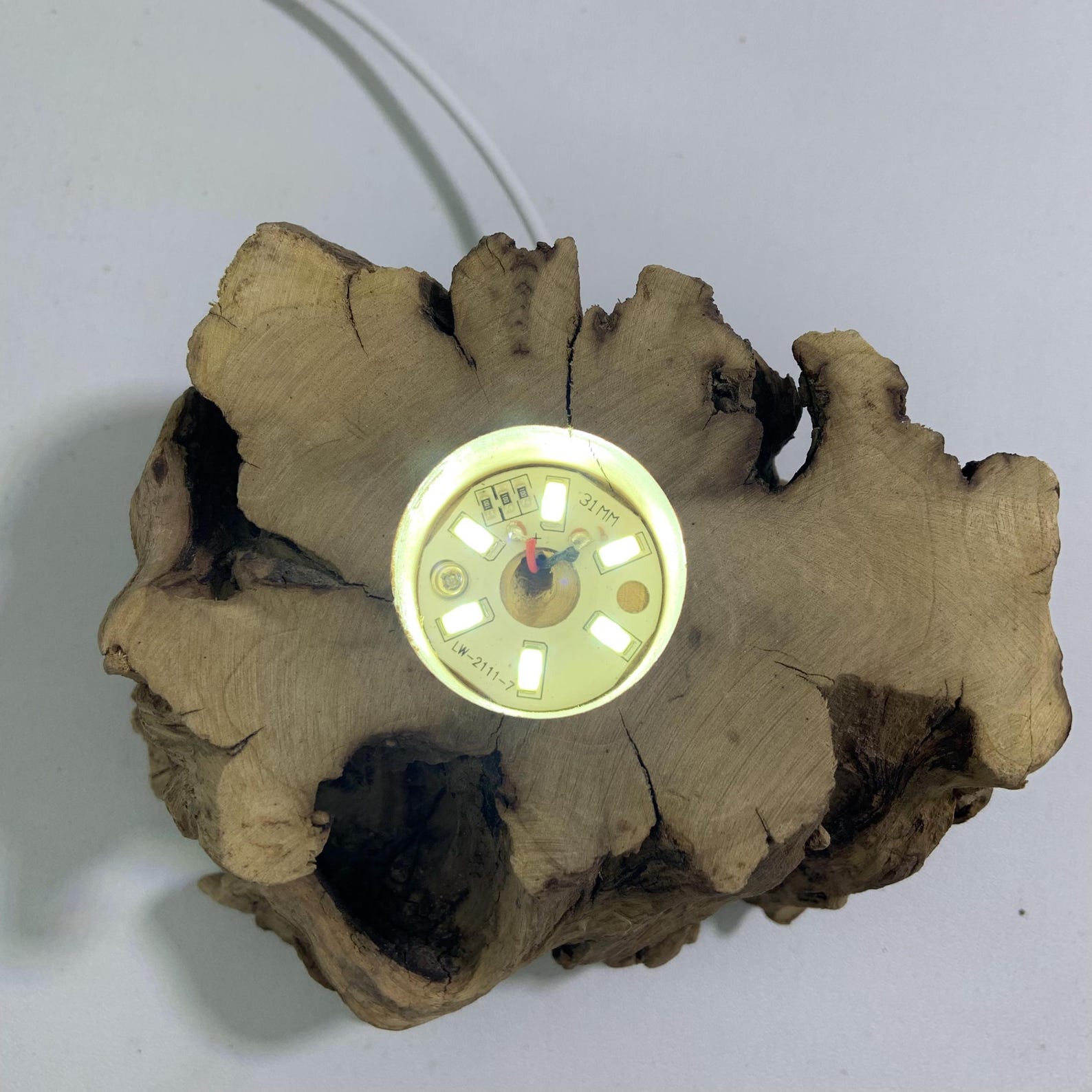 Large LED Wooden Light Display Base – White Light for Crystals ...