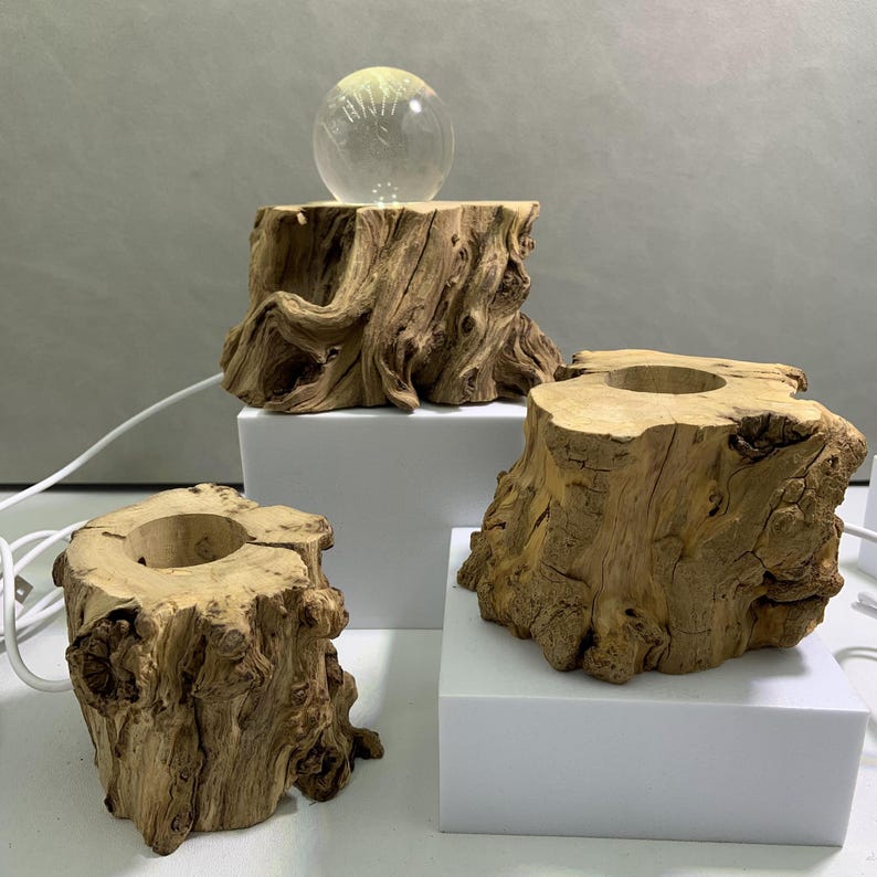 Large LED Wooden Light Display Base – White Light for Crystals ...