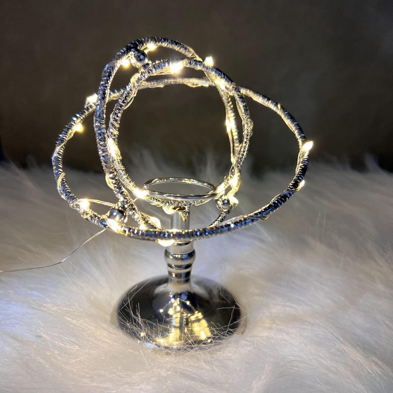 LED Spinning Silver Armillary Sphere Holder Fairy Light: Celestial ...