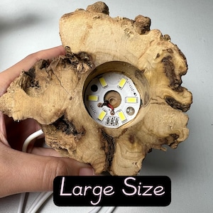 Large LED Wooden Light Display Base – White Light for Crystals ...