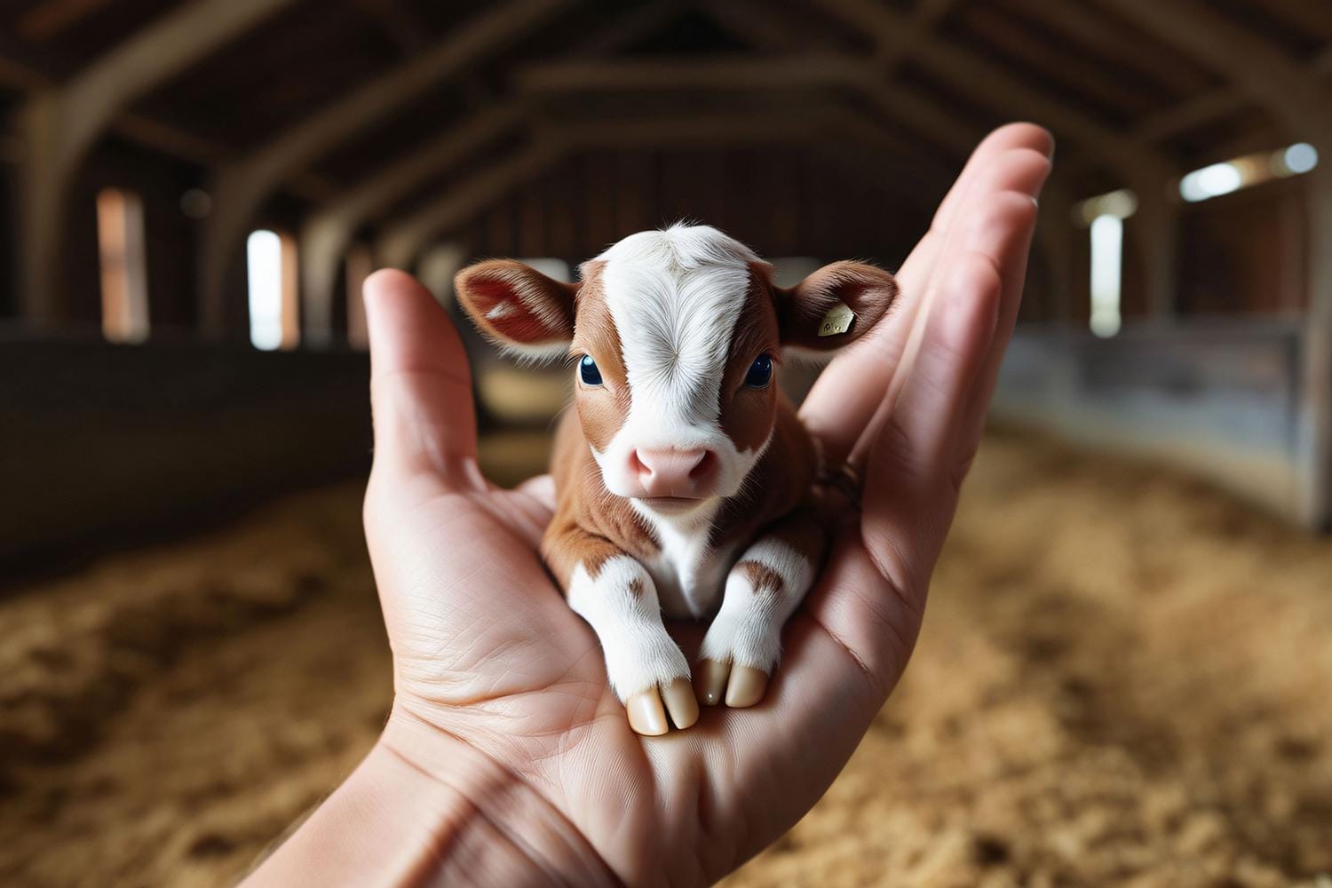 Baby Cow in the Palm of Your Hand, Digital Print, Bonus Video, Mini Cow ...