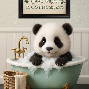 Panda Bathtub Art: Whimsical Nursery Decor, Digital Download, Kids Room ...