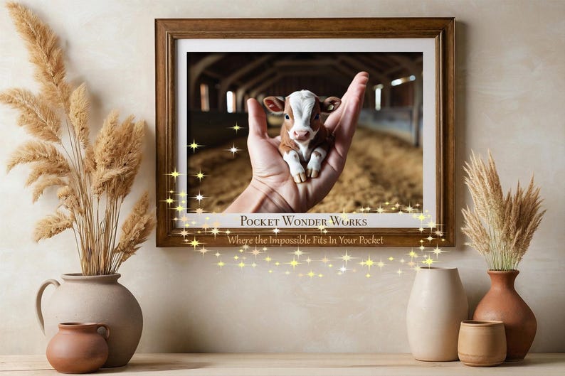 Baby Cow in the Palm of Your Hand, Digital Print, Bonus Video, Mini Cow ...