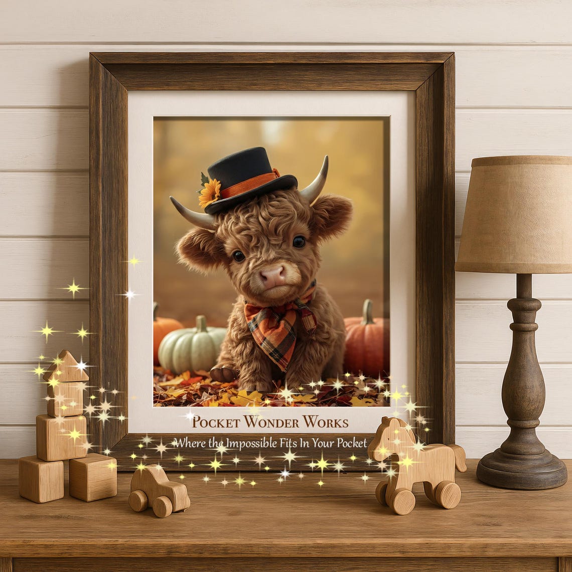 Thanksgiving Baby Highland Cow Printable Art Dapper Pilgrim Hat Autumn ...