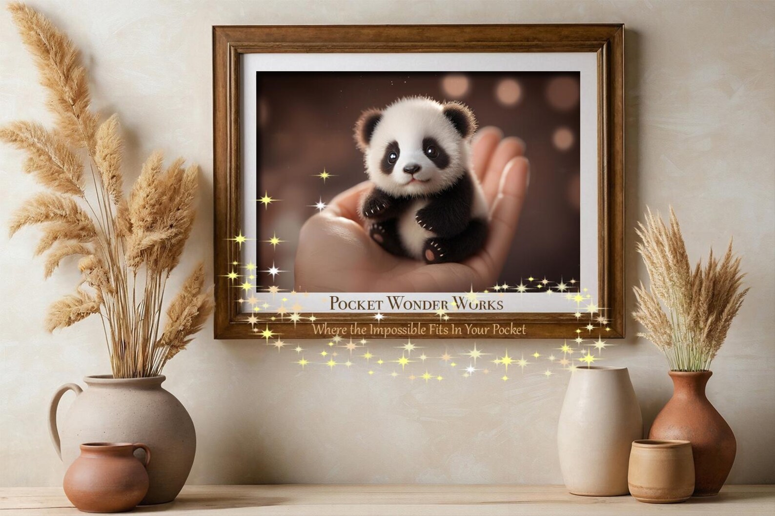 Baby Panda in the Palm of Your Hand, Digital Print, Bonus Video, Panda ...