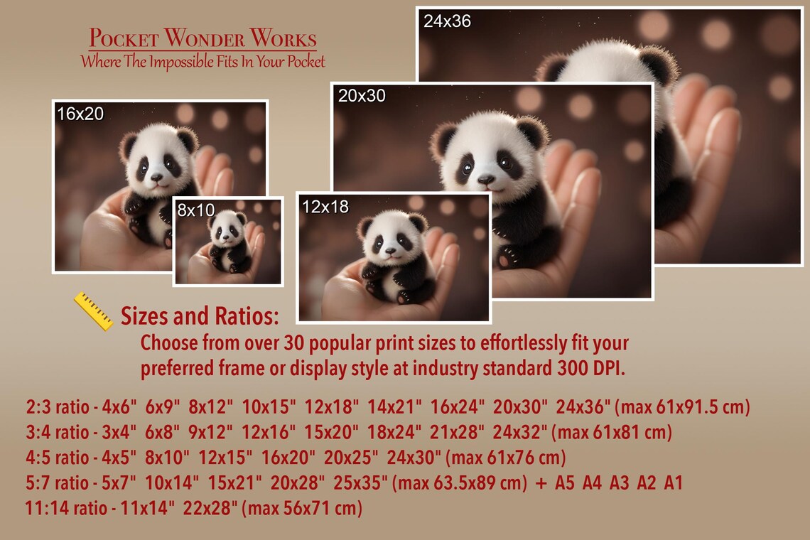 Baby Panda in the Palm of Your Hand, Digital Print, Bonus Video, Panda ...