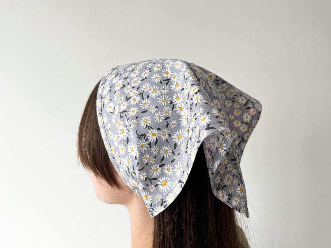 Cottagecore Head Scarf, Floral Daisy Cotton Bandana, Flower Hair ...