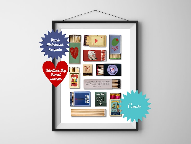 Matchbook Poster Template, Blank Matchbook, Valentine’s Day Postcard ...