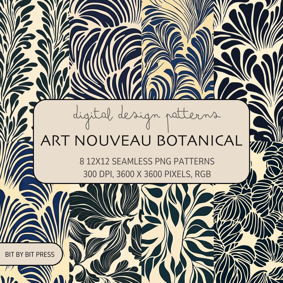 Art Nouveau Botanical Design Patterns – Flowing Nature-inspired ...