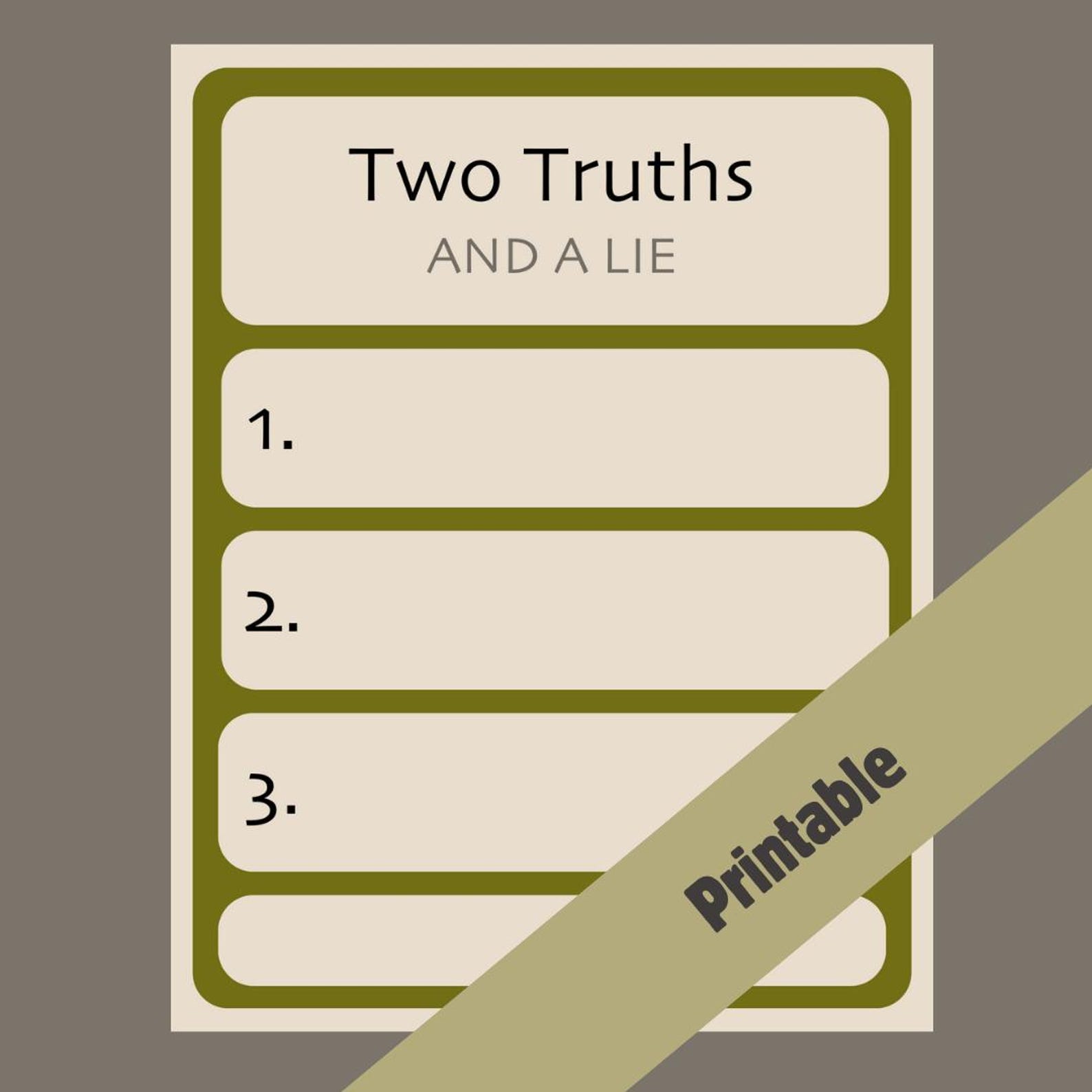 Two Truths and a Lie Game: Interactive Printable PDF - Etsy