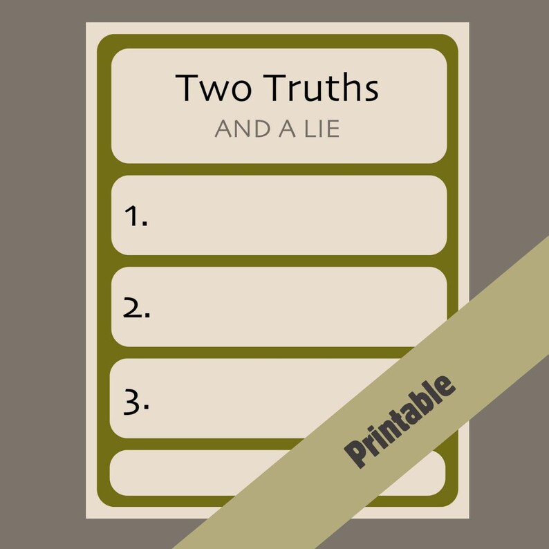 Two Truths and a Lie Game: Interactive Printable PDF - Etsy