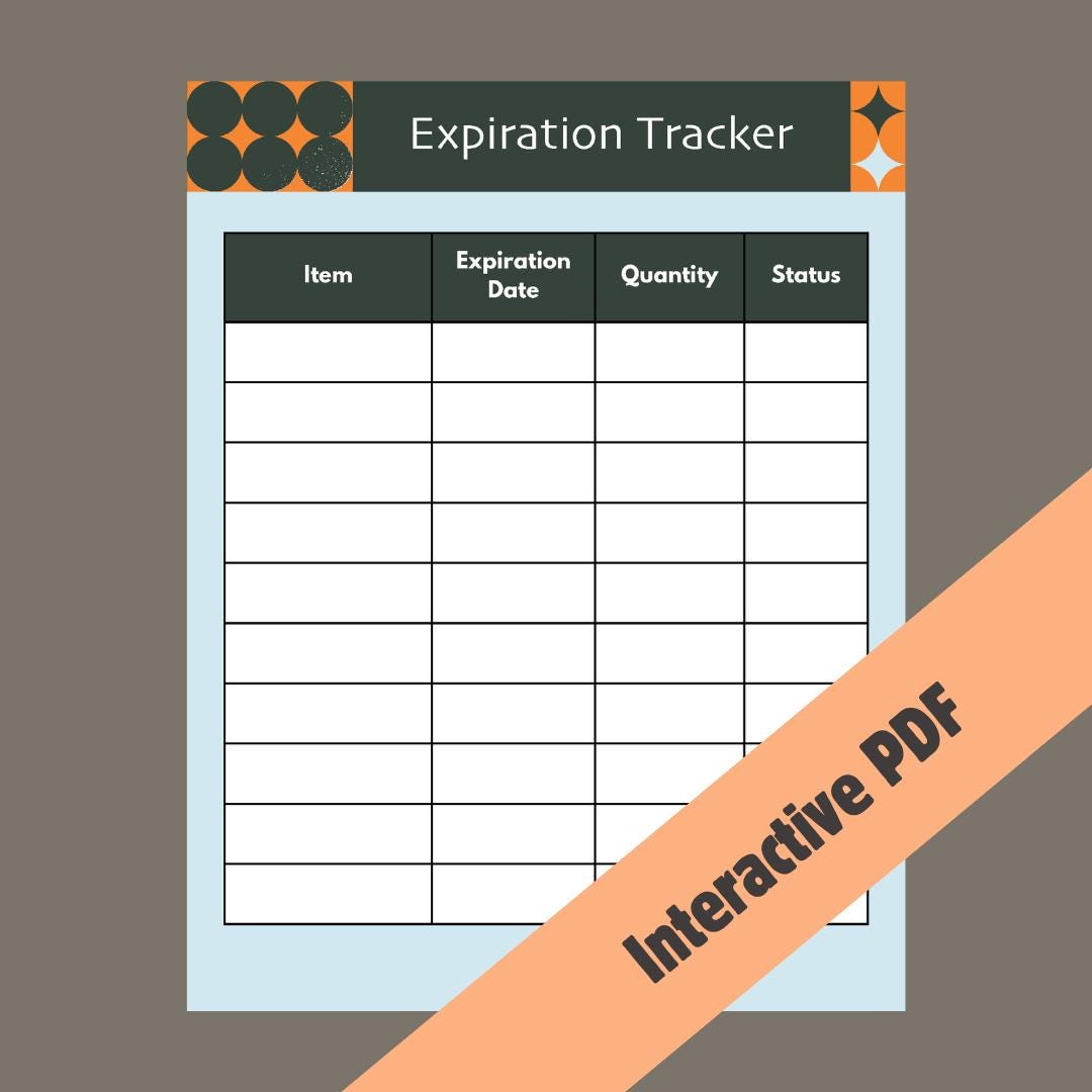Expiration Tracker: Interactive & Printable PDF - Etsy