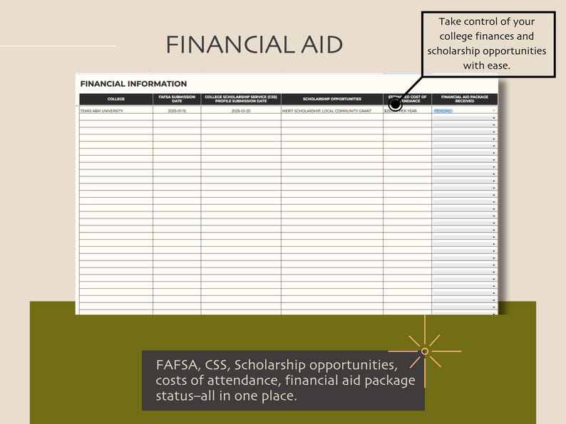 Comprehensive College Application Tracker Template - Google Sheets - Etsy