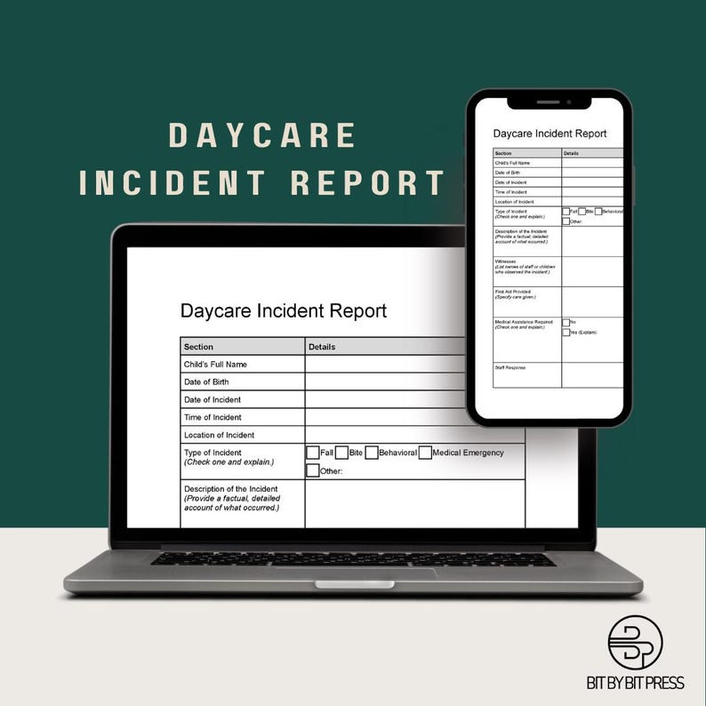 Daycare Incident Report Template - Fillable PDF for Quick and Easy ...