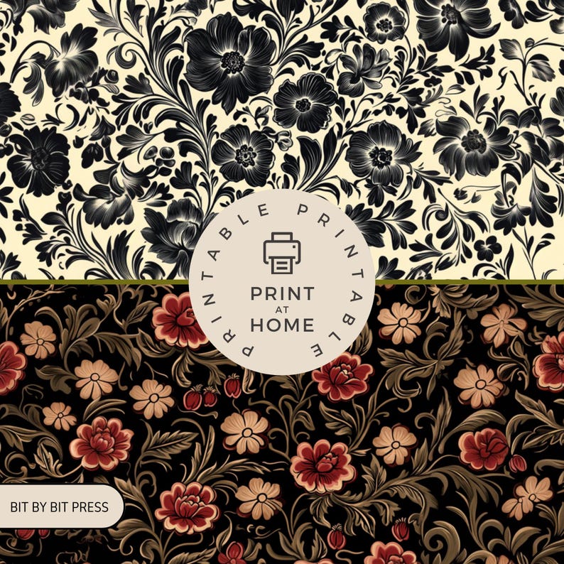 Western Floral Digital Design Patterns – Vintage-inspired Floral ...