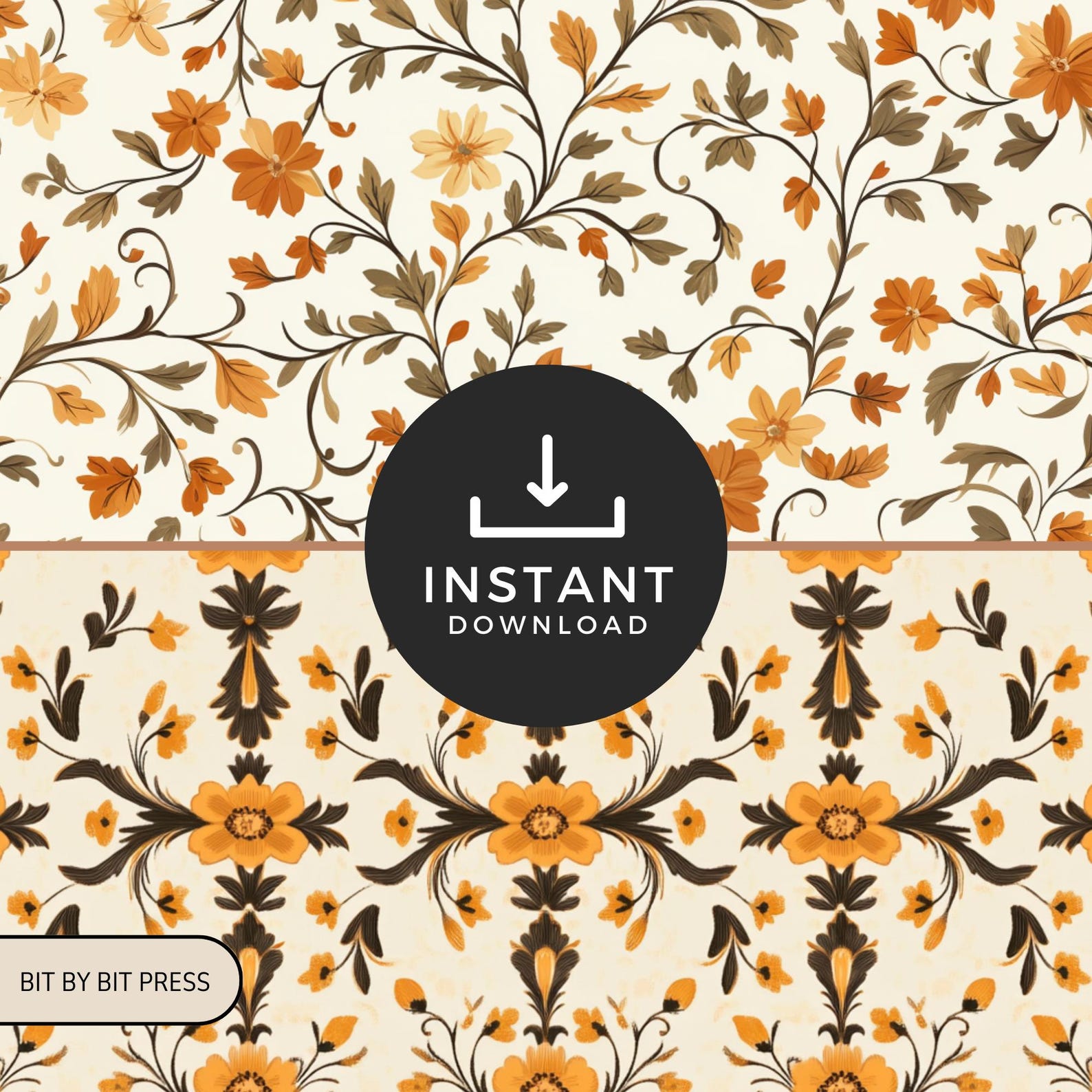 Western Floral Digital Design Patterns – Vintage-inspired Floral ...