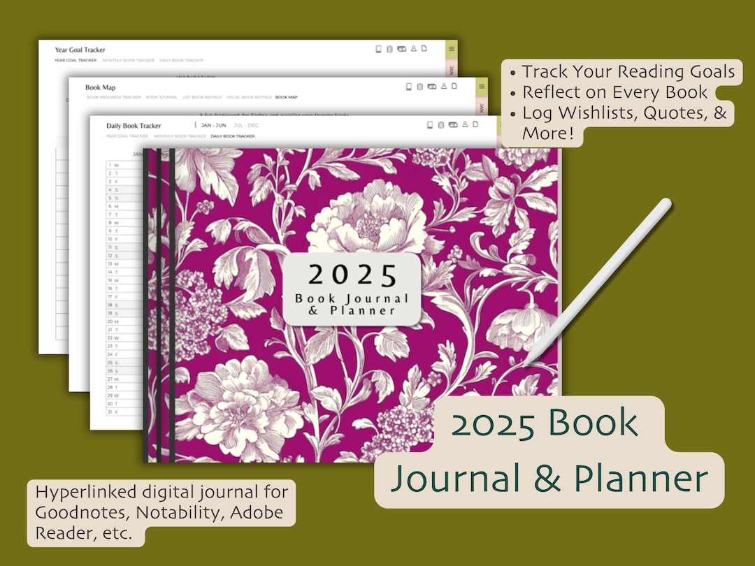 2025 Digital Reading Journal & Tracker With Hyperlinked Tabs - Etsy