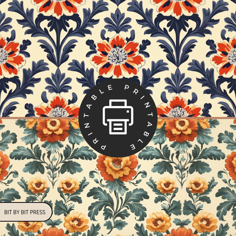 Western Floral Digital Design Patterns – Vintage-inspired Floral ...