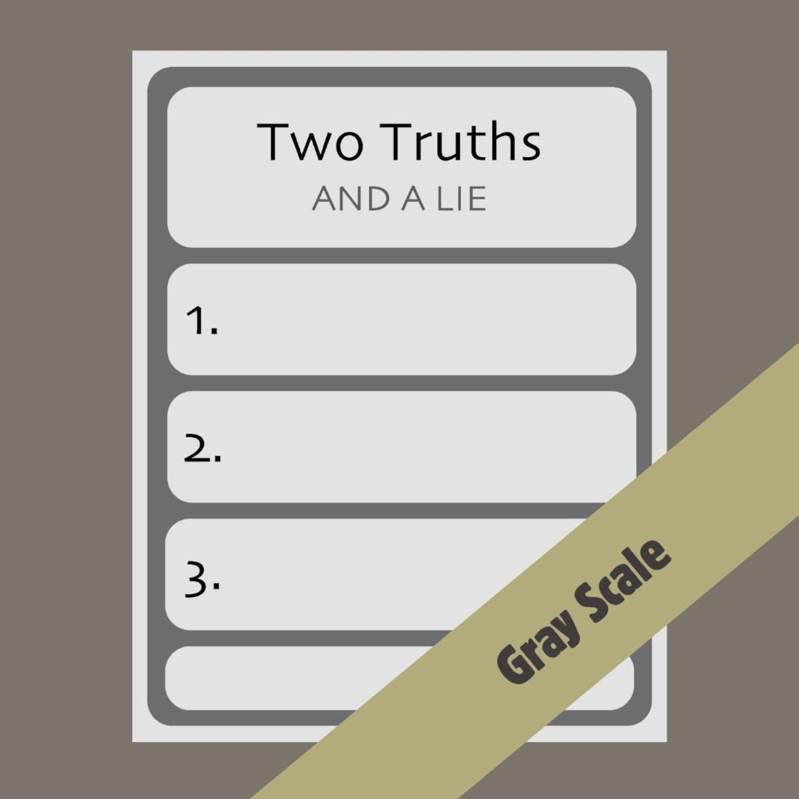 Two Truths and a Lie Game: Interactive Printable PDF - Etsy