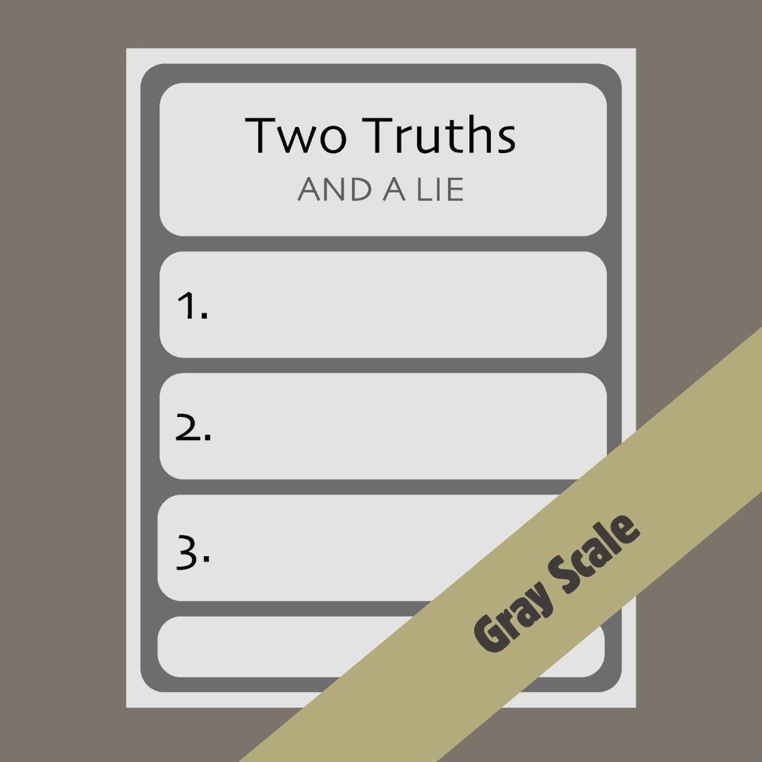 Two Truths and a Lie Game: Interactive Printable PDF - Etsy