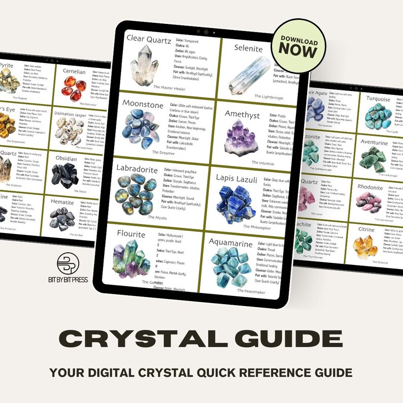 Crystal Cheat Sheet: Gemstone Guide, Watercolor Design (digital PDF) - Etsy