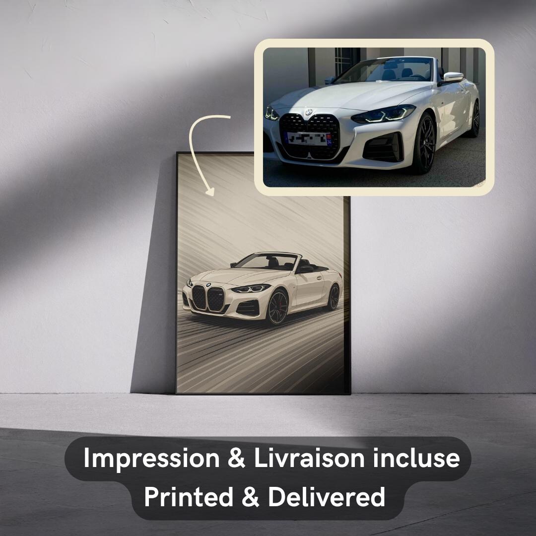 Custom Car Drawing Poster – Printed & Delivered | Gift for Car Lovers ...